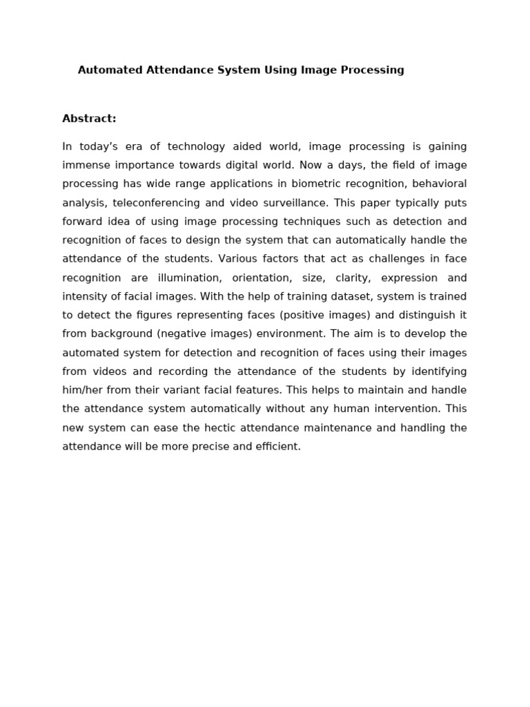 Automated Attendance System using Image Processing | PDF | Machine ... Automated Attendance System using Image Processing | PDF | Machine ...