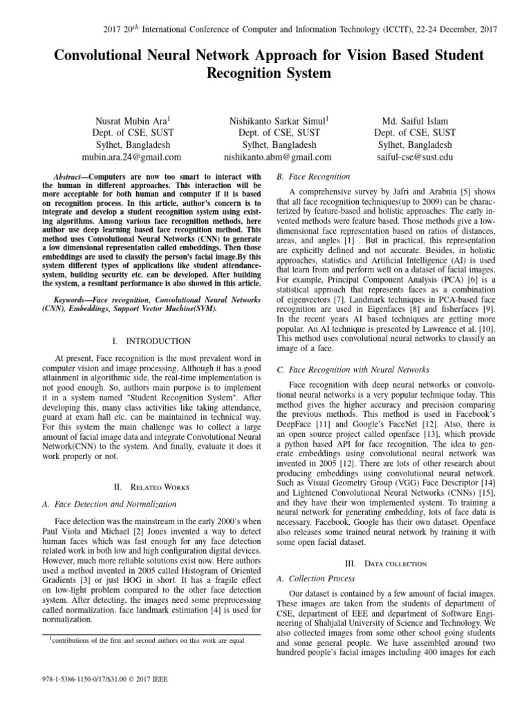 Convolutional Neural Network Approach Fo | PDF | Artificial Intelligence | Intelligence (AI ...