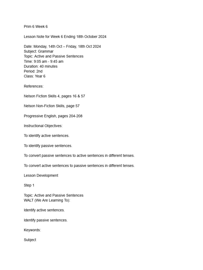 Z6 Week 6 | PDF | Perfect (Grammar) | Subject (Grammar)