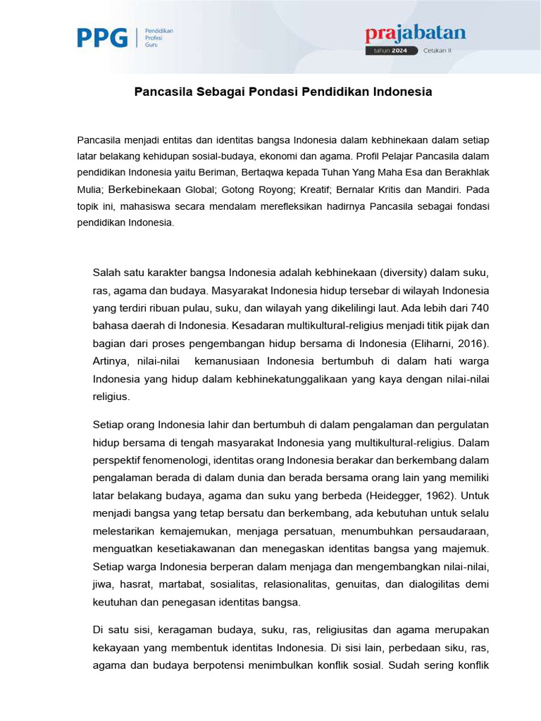 t4 - Pancasila Sebagai Pondasi Pendidikan Indonesia | PDF