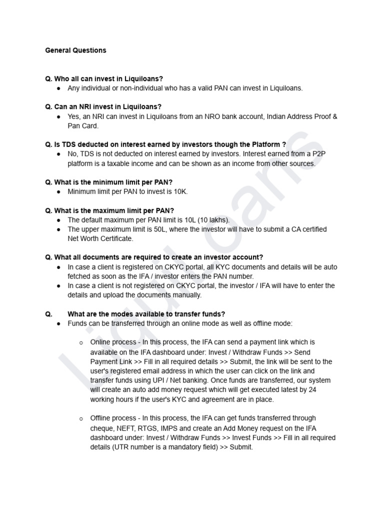 Operational FAQ's.docx | PDF | Money | Financial Services