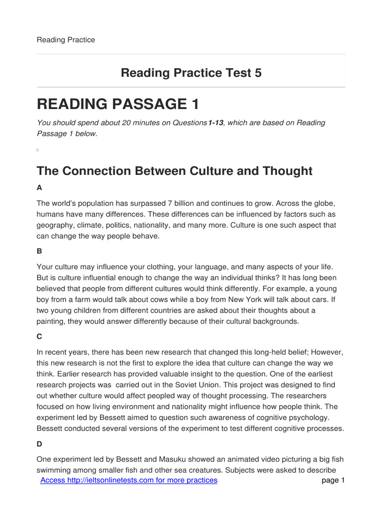 Readingpracticetest5 v5 10435 | PDF | Argument | Thought