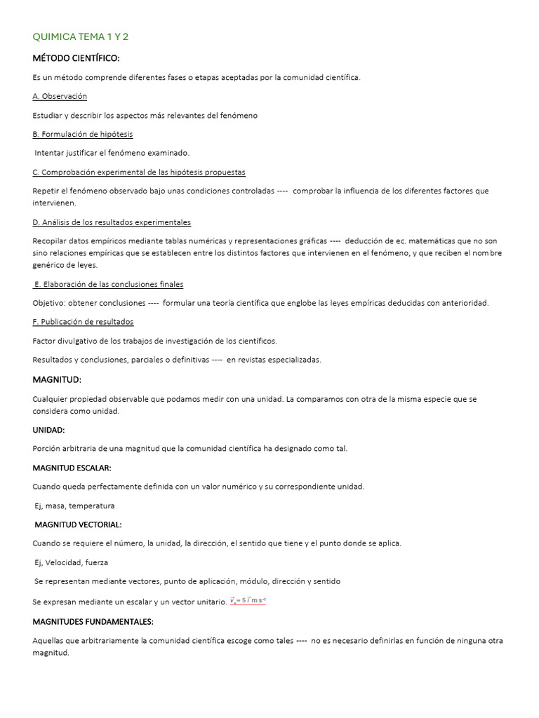 Fyq Tema 1 | PDF | Medición | Vector Euclidiano