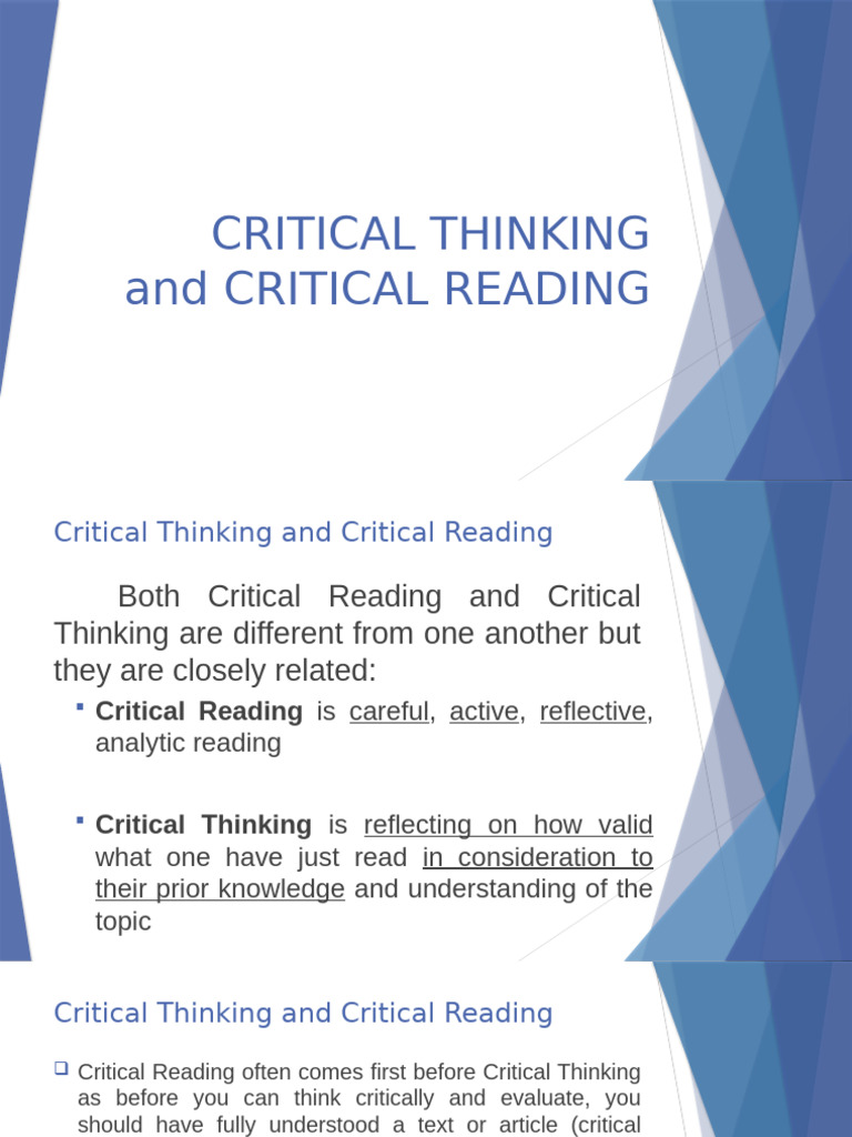 Week16 Citrical Thinking and Critical Reading | PDF | Critical Thinking | Thought