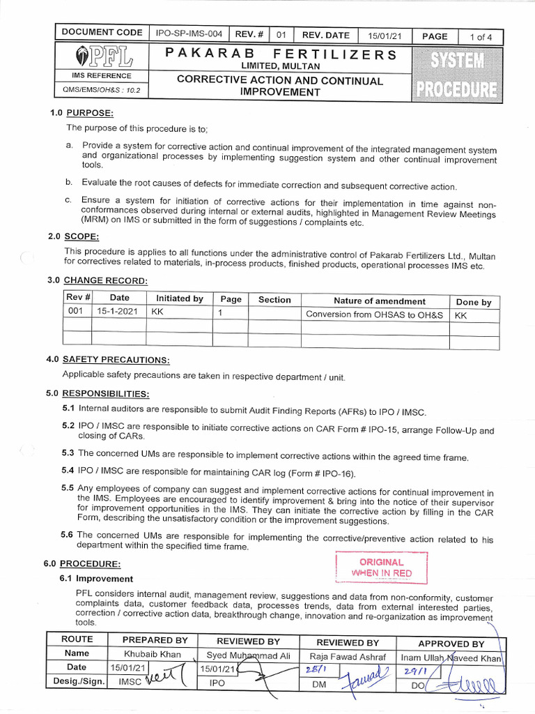 004-Corrective Action & Continual Improvement | PDF