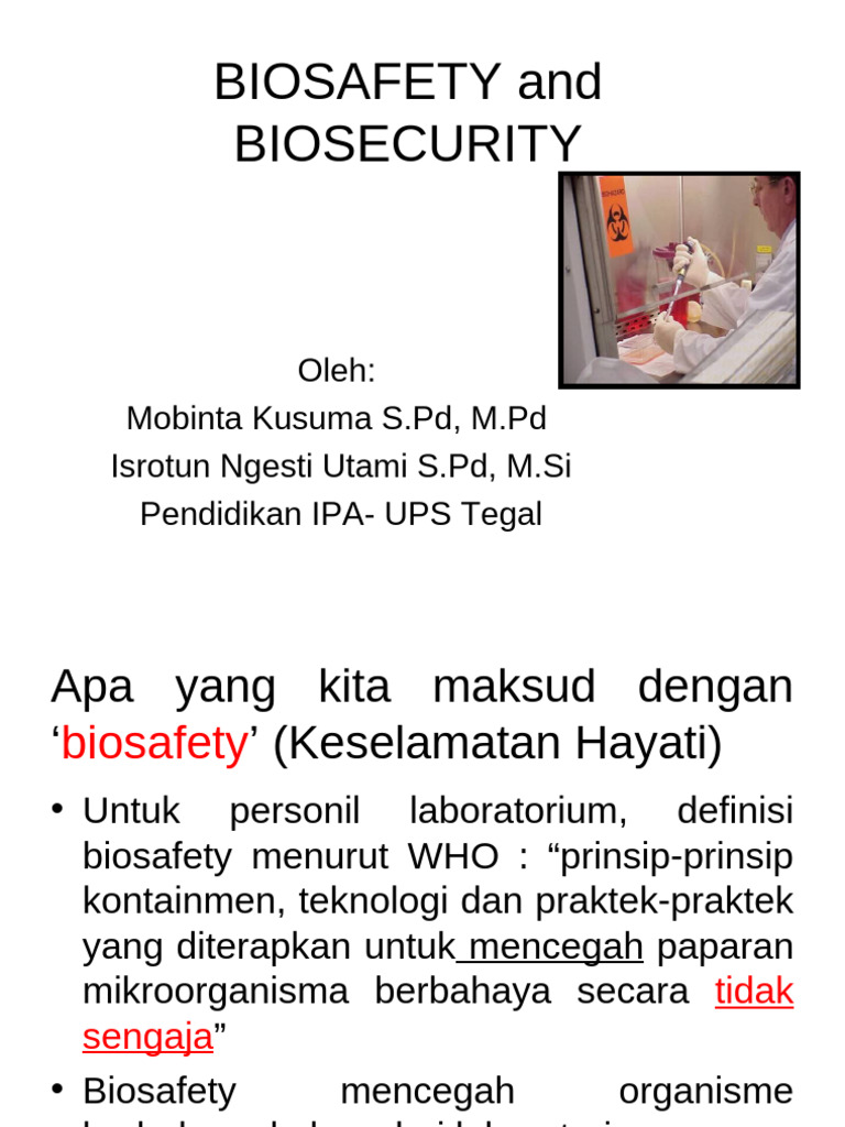 Biosafety and Biosecurity | PDF