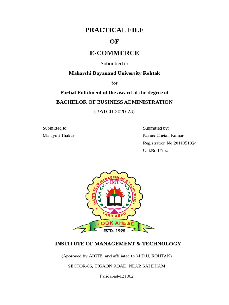 BBA E-Commerce Practical File | PDF | Computers | Technology & Engineering