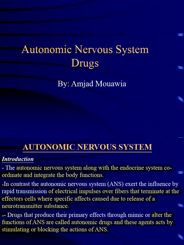 3-Auto. Nervous Sys Drugs. | PDF | Acetylcholine | Autonomic Nervous System