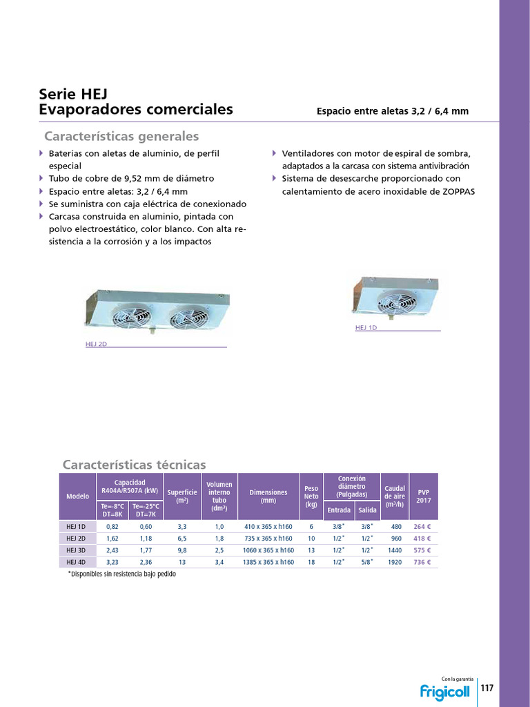 Refrig Frigicoll Evaporadores Comerciales | PDF | Rieles | Elementos químicos