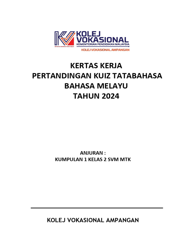 Muka Depan Kertas Kerja | PDF