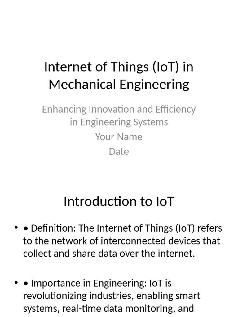 IoT in Mechanical Engineering | PDF | Internet Of Things | Automation