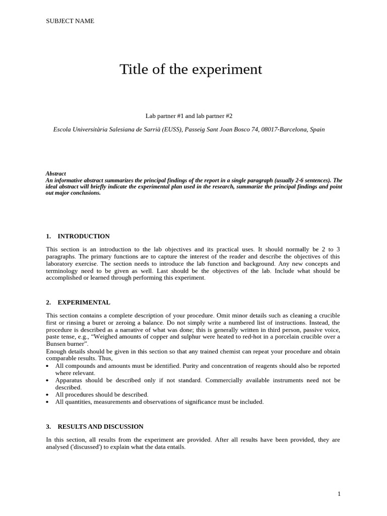 Lab_report_template[1] | PDF | Experiment | Science