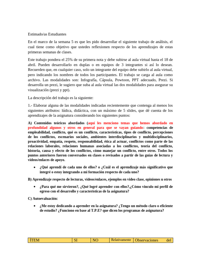 Actividad Calificada Unidad I 4 | PDF | Salón de clases | Aprendizaje
