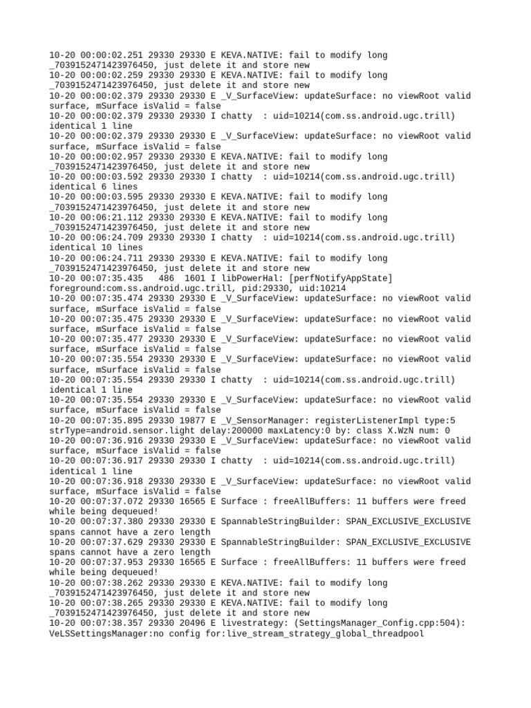 KEVA.NATIVE Error Log Analysis | PDF | Software | Software Engineering