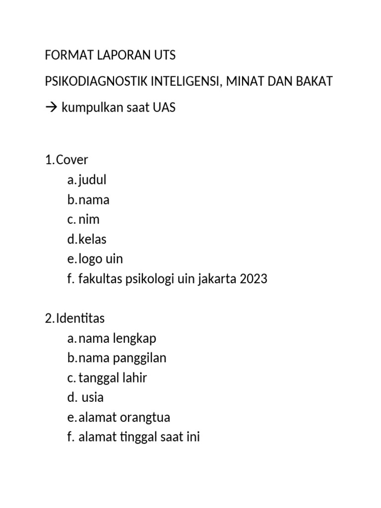format uts IMB 2023 | PDF
