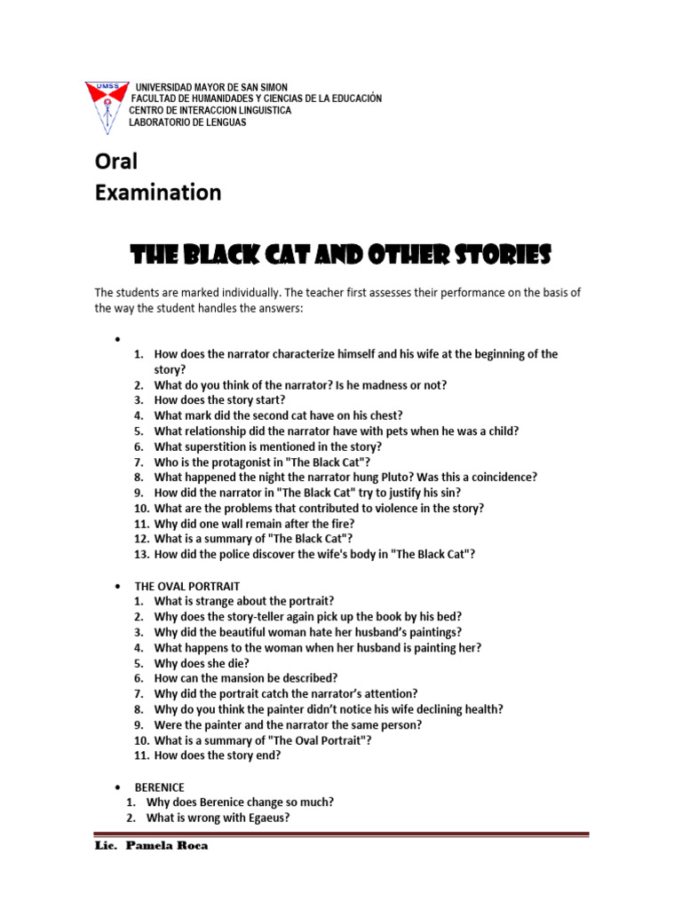Oral Examination The Black Cat and Other Stories | PDF