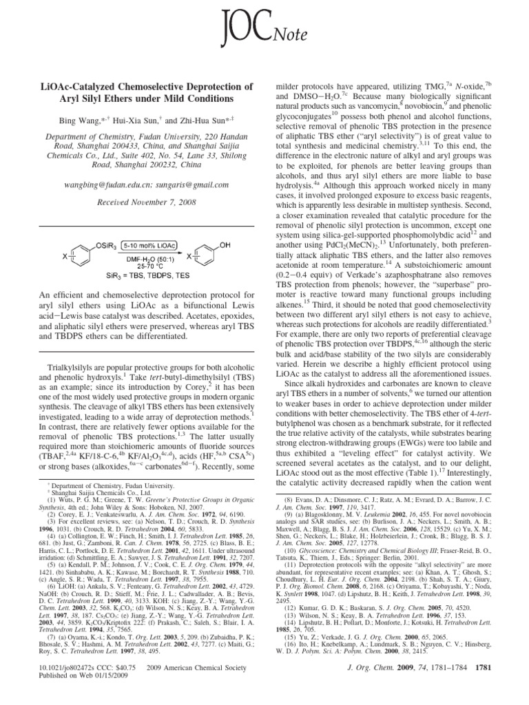 TBS Deprotection 1 | PDF | Ether | Chemistry