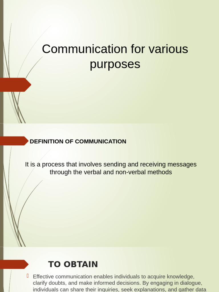 Communication for Various Purposes | PDF | Communication | Information