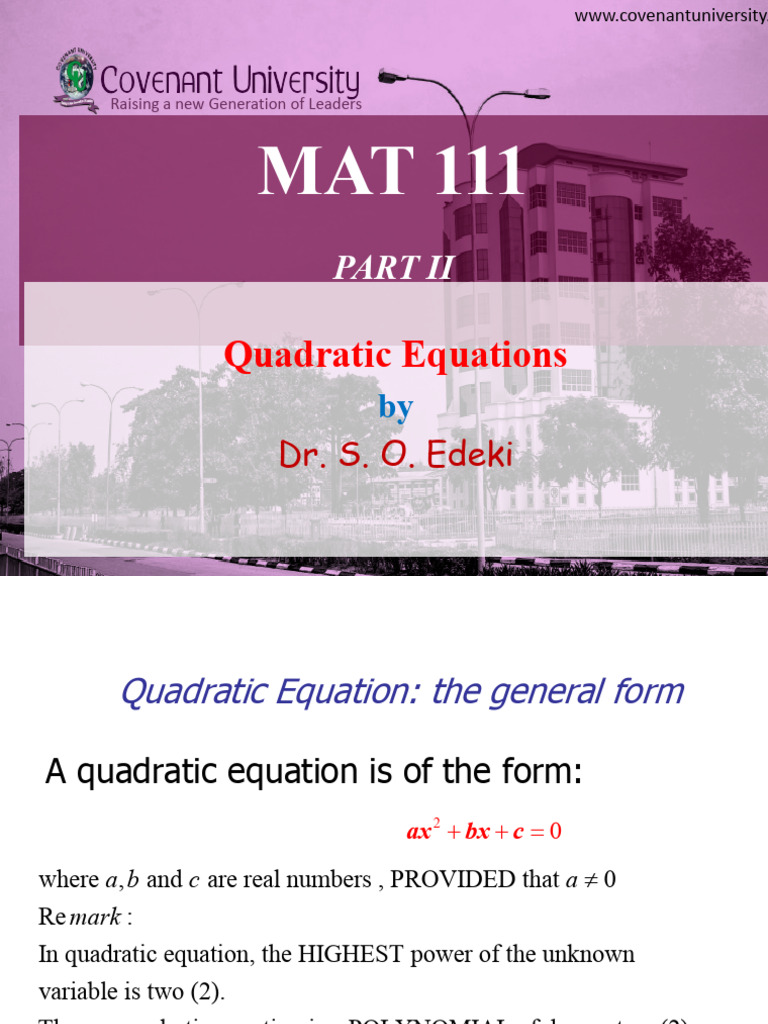 N3 MAT111 - LI II Quadratic Eqn 2019A | PDF | Quadratic Equation ...