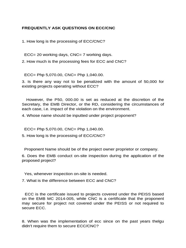 Frequently Ask Questions On Ecc | PDF | Business | Finance & Money ...