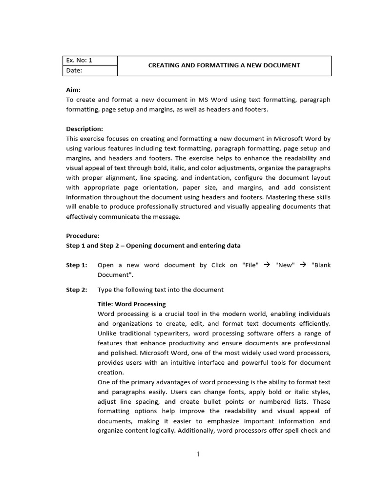MS Word Document Formatting Guide | PDF | Microsoft Word | Word Processor