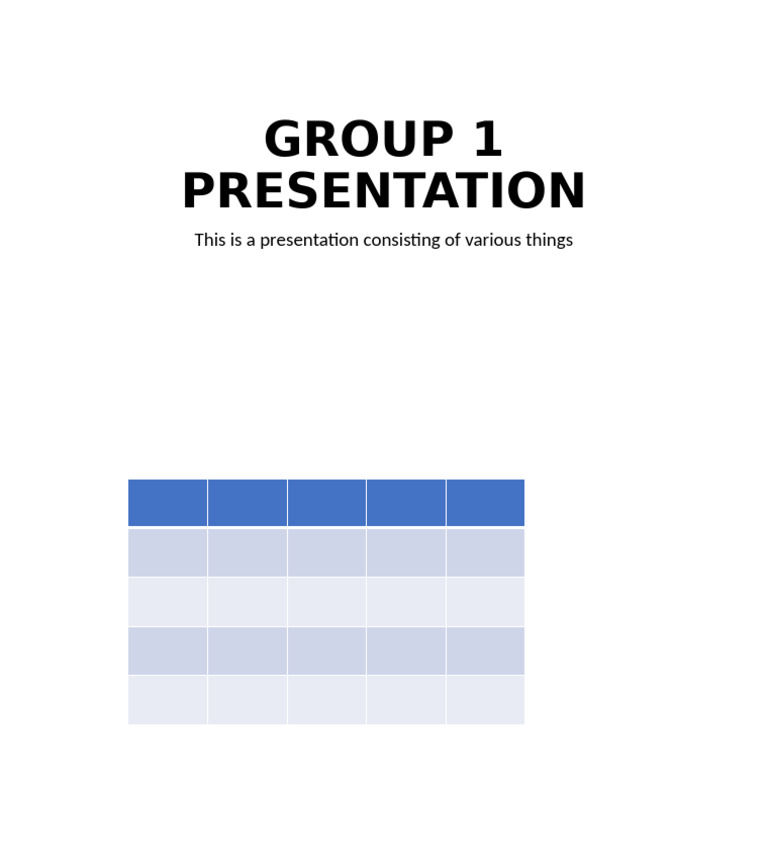 Group 1 Presentation: This Is A Presentation Consisting of Various Things | PDF