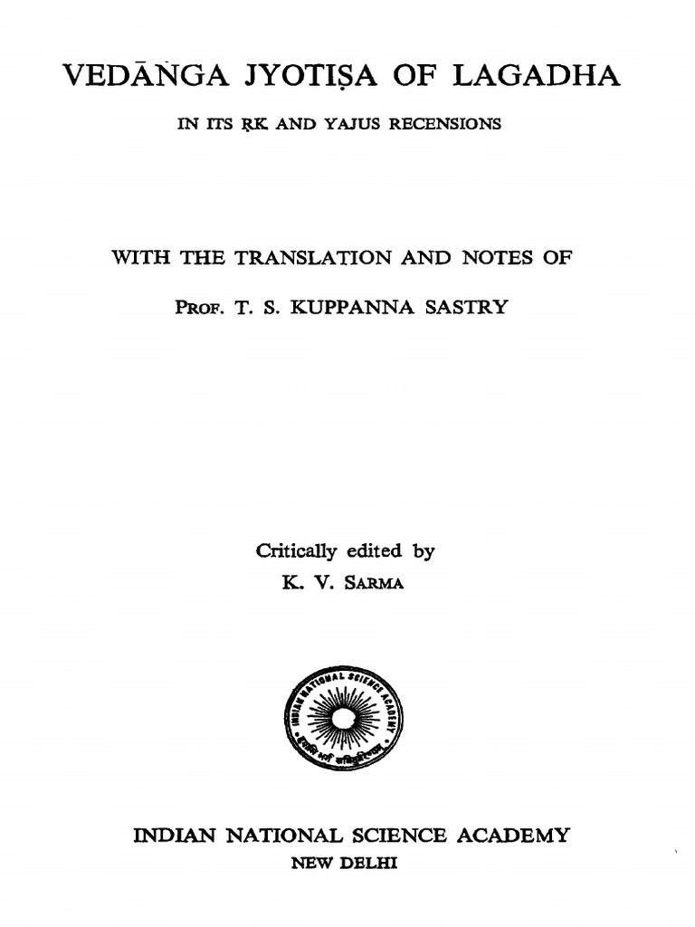 Jyotish - 1985 - Vedanga Jyotisa of Lagadha - T.S. Kuppanni | PDF ...