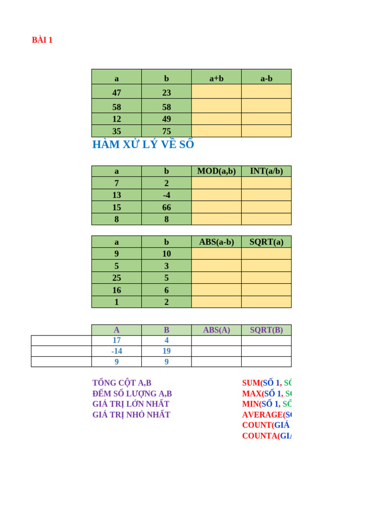 Bai Tap Excel | PDF