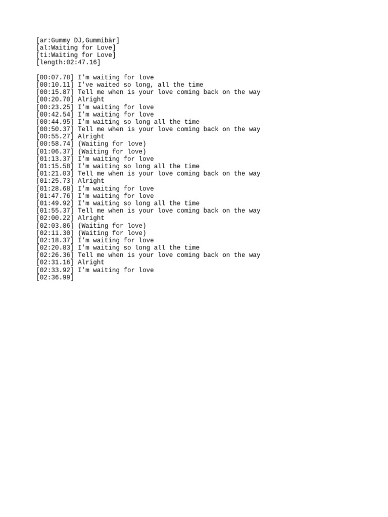 Waiting For Love (1) .LRC | PDF