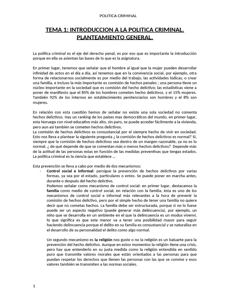 Politica Criminal | PDF | Asesinato | Castigos