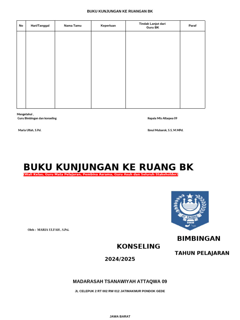 BUKU KUNJUNGAN BK 2024 | PDF