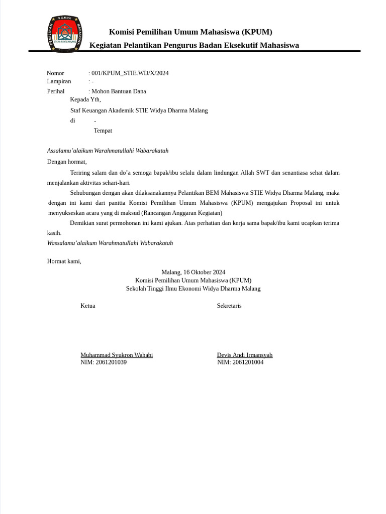 Proposal Pelantikan | PDF