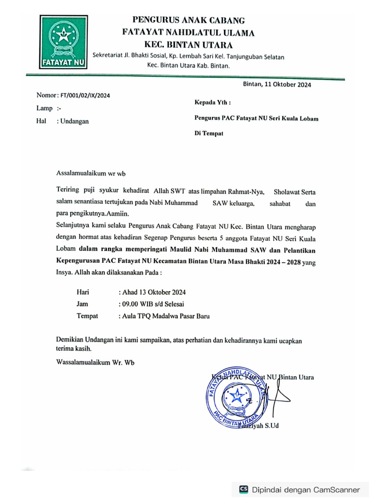 Undangan Fatayat | PDF