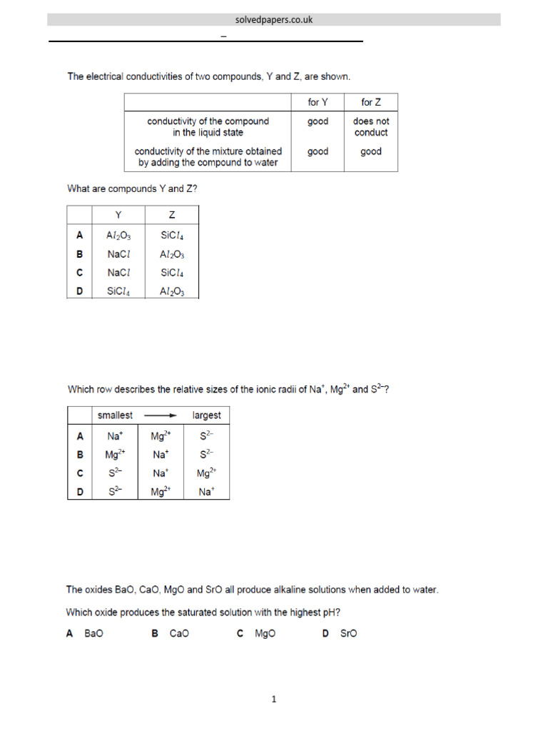 2022N Periodic Table Chemical Periodicity AS Chemistry 9701 | PDF