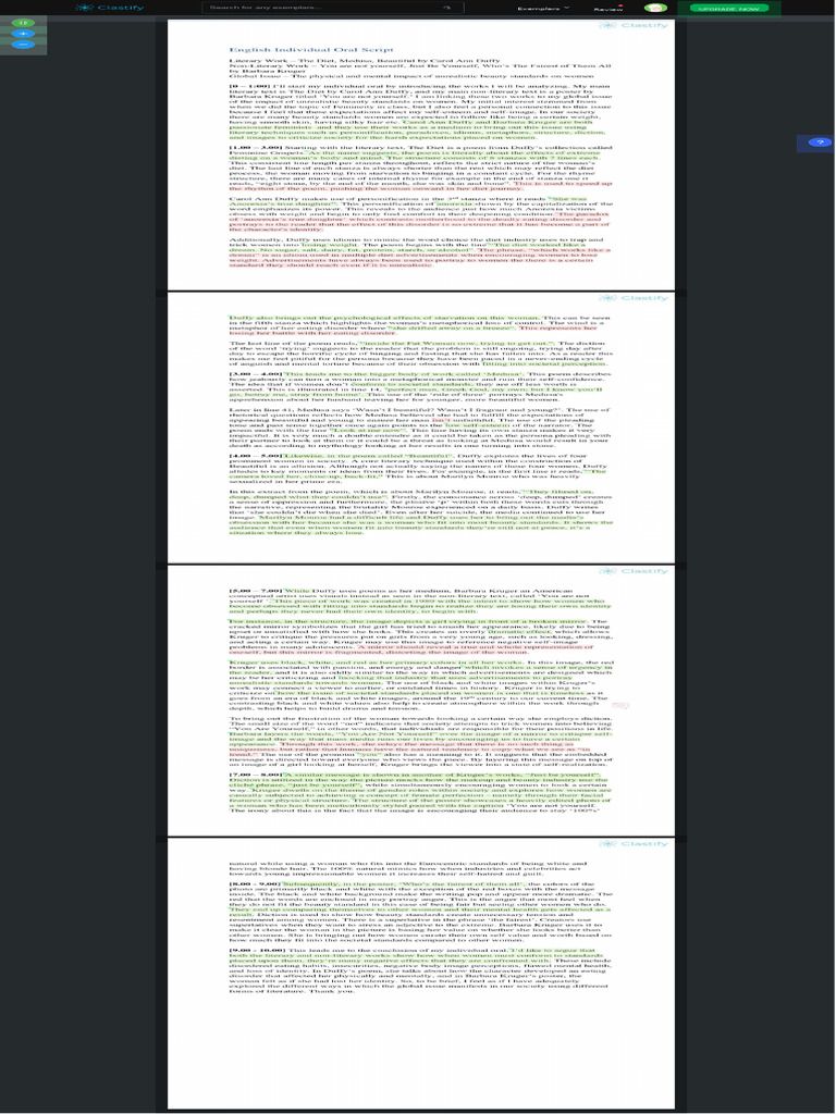 IB English A (Lang & Lit) IO IA Example - The Physical and Mental ...