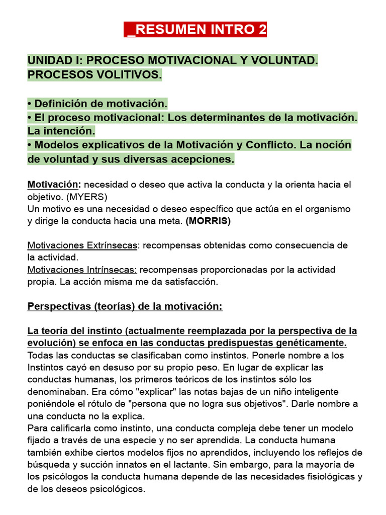 RESUMEN INTRO 2.docx | PDF | La sexualidad humana | Motivación
