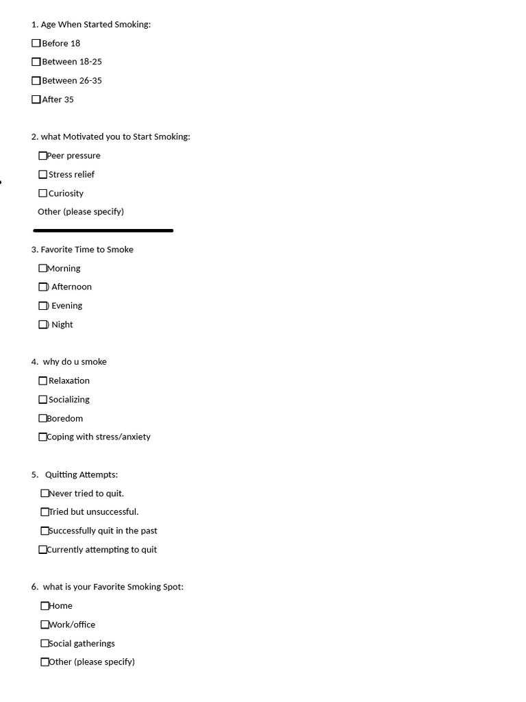 HSB Questionair | PDF | Lifestyle