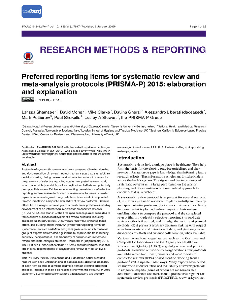 PRISMA-P Panduan | PDF | Systematic Review | Meta Analysis