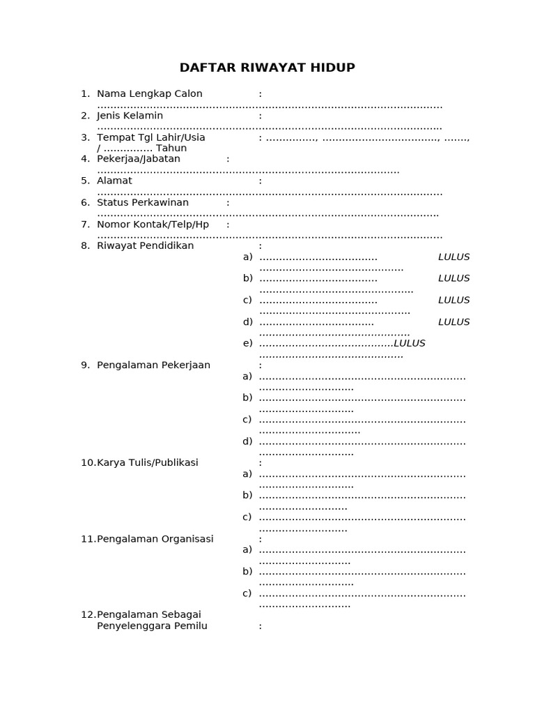 CV Calon Anggota PPK 2024 | PDF | Game & Aktivitas