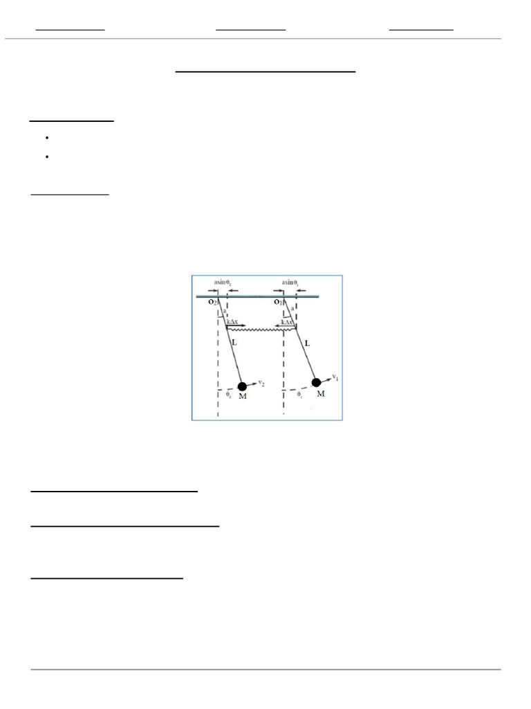Tp3 Pendules Couples 2018 | PDF | Pendule (physique) | Mode normal