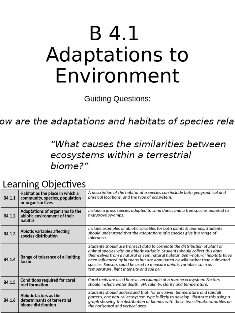 Ecosystem Adaptations and Biomes | PDF | Ecosystem | Tropics