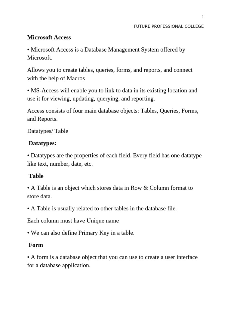Microsoft Acces | PDF | Microsoft Access | Databases