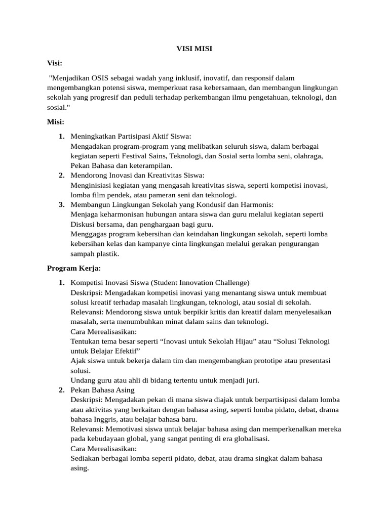 Visi Misi OSIS Angga Permana Putra | PDF | Seni