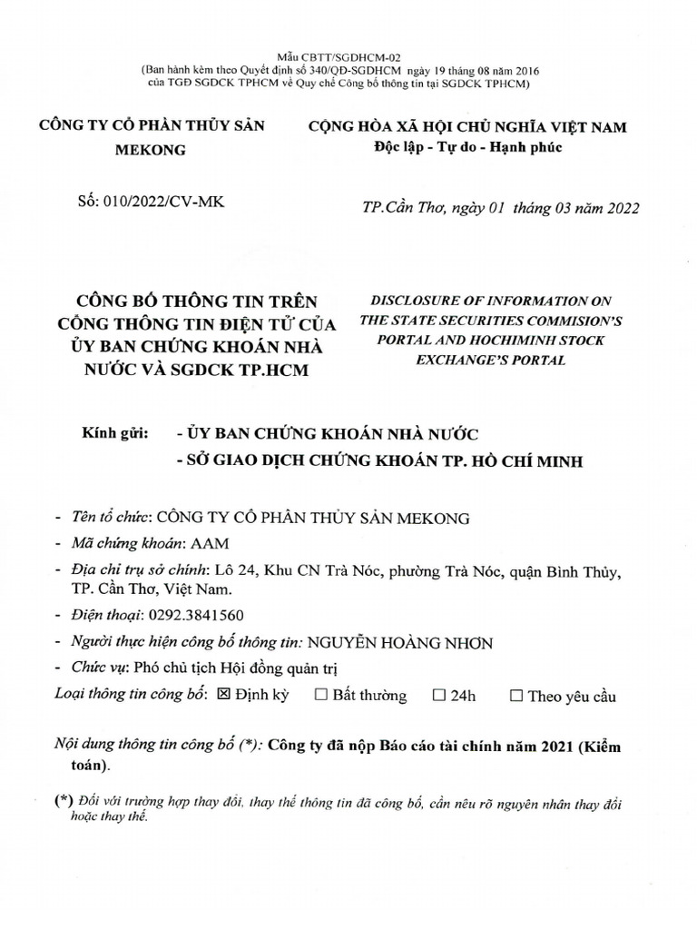 BCTC 2021 thủy sản Mekong | PDF