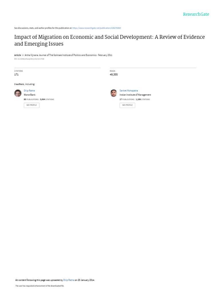 Impact of Migration On Economic and Social Develop | PDF | Immigration ...