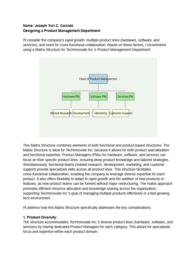 Matrix Structure for Product Management | PDF
