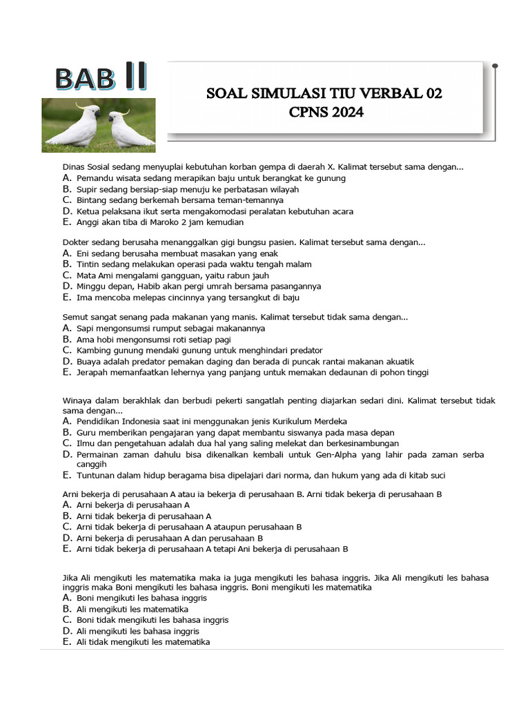 Soal Tiu Verbal Cpns-02 2024 | PDF