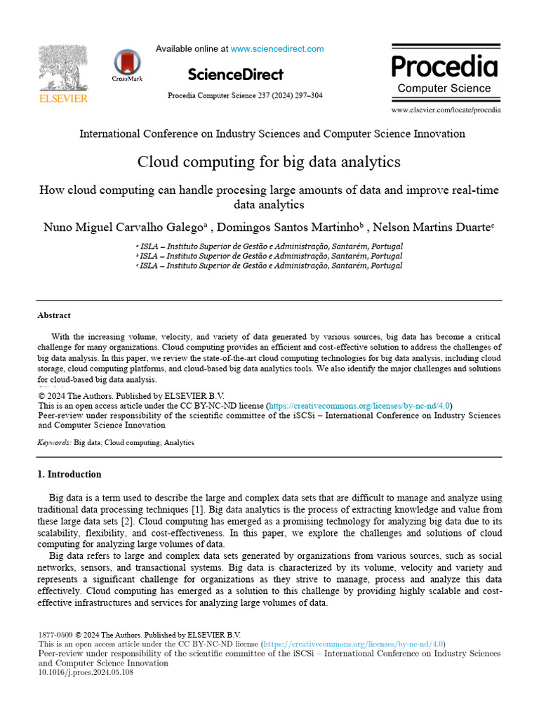 Cloud Computing For Big Data Analytics | PDF | Cloud Computing ...