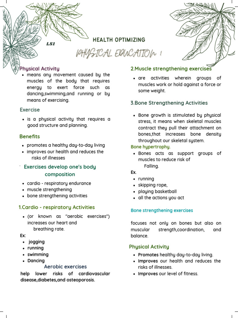 PEH_NOTES | PDF | Physical Fitness | Aerobic Exercise