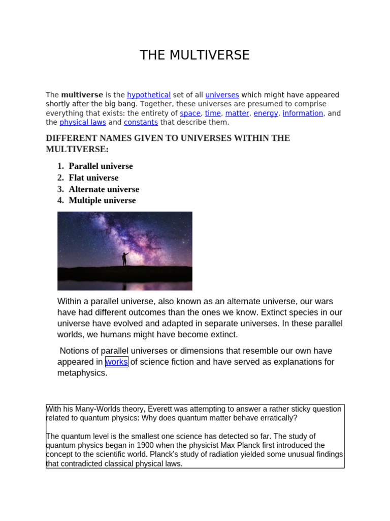 THE MULTIVERSE | PDF | Multiverse | Quantum Mechanics